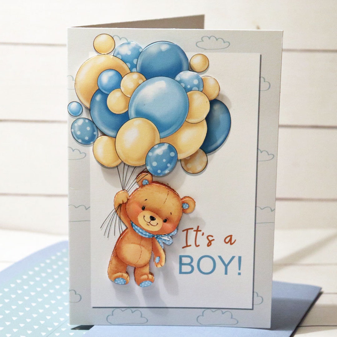 Handmade Layered "baby Boy" Card With Matching Envelope - Etsy