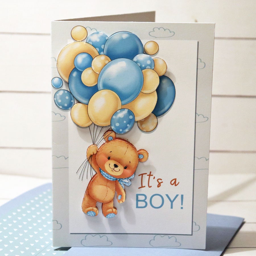 Handmade Layered "baby Boy" Card With Matching Envelope - Etsy