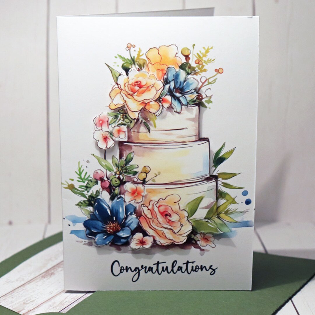 Handmade Layered Wedding Cake Card With Matching Envelope and Liner - Etsy