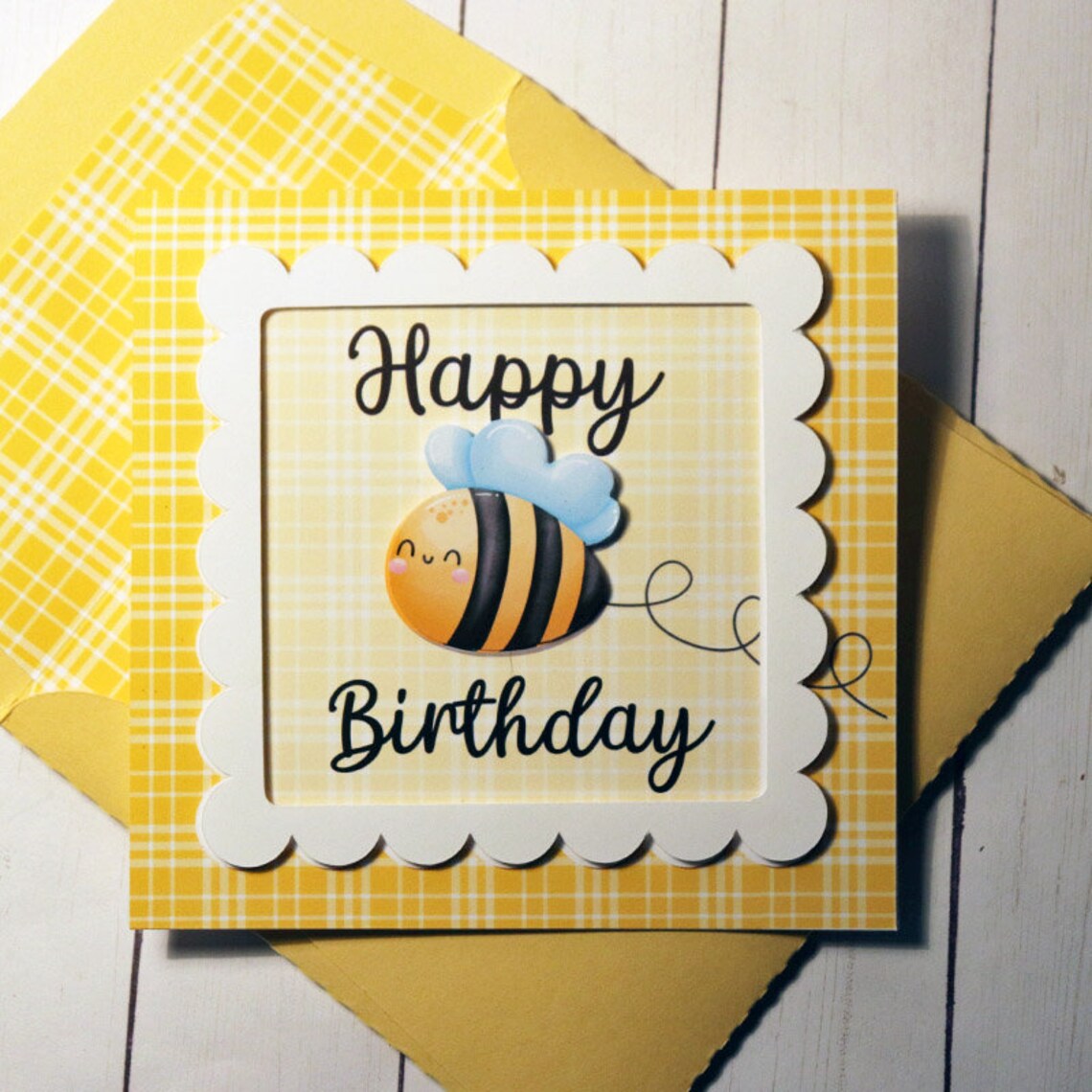 Handmade "hapbee Birthday" Card With Matching Envelope - Etsy