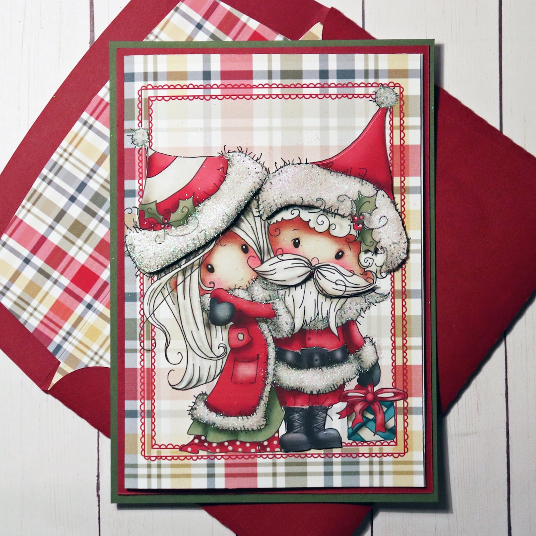 Handmade Layered "mr. and Mrs. Claus" Christmas Card - Etsy