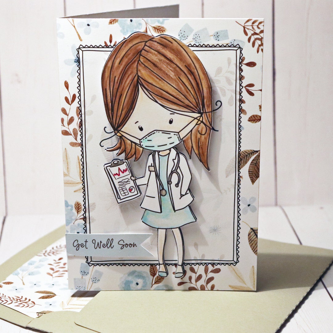 Handmade Layered "get Well Soon" Blank Card With Matching Envelope ...