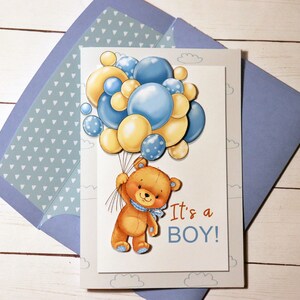 Handmade Layered "baby Boy" Card With Matching Envelope - Etsy
