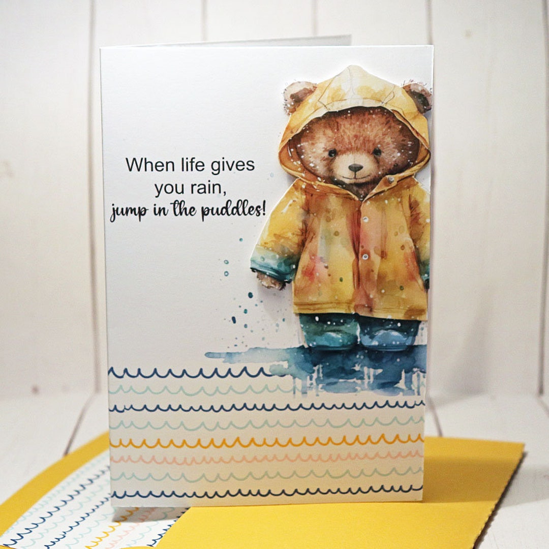 Handmade "rainy Day Bear" With Matching Envelope and Liner - Etsy