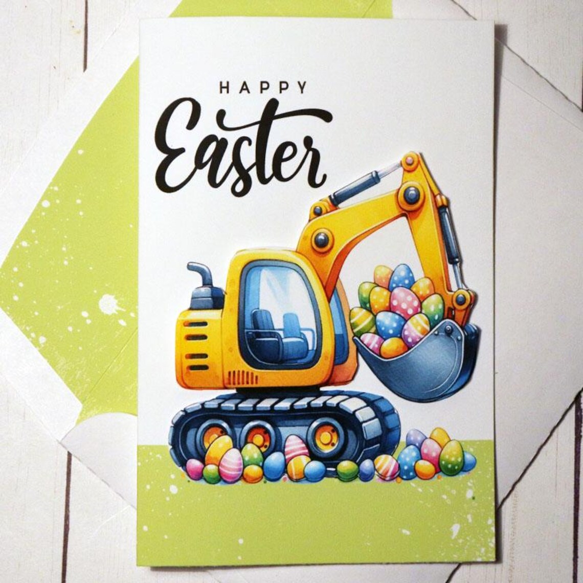 Handmade "easter Bulldozer" Card With Matching Envelope - Etsy