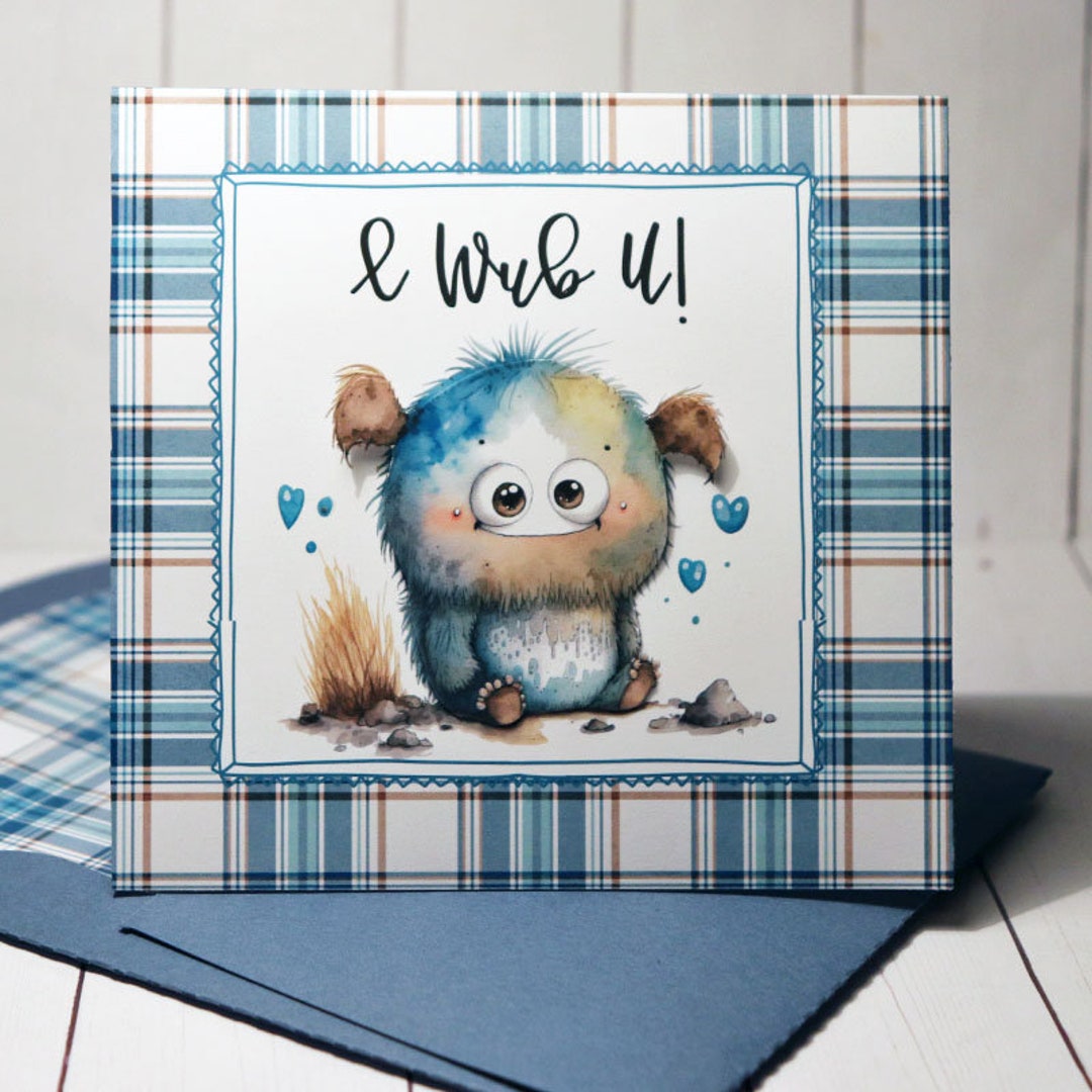 Handmade Layered "i Wub You" Card With Matching Envelope - Etsy