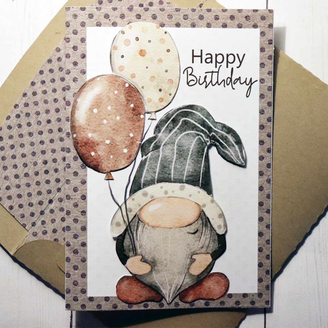 Handmade Layered "happy Birthday" Gnome Card - Etsy