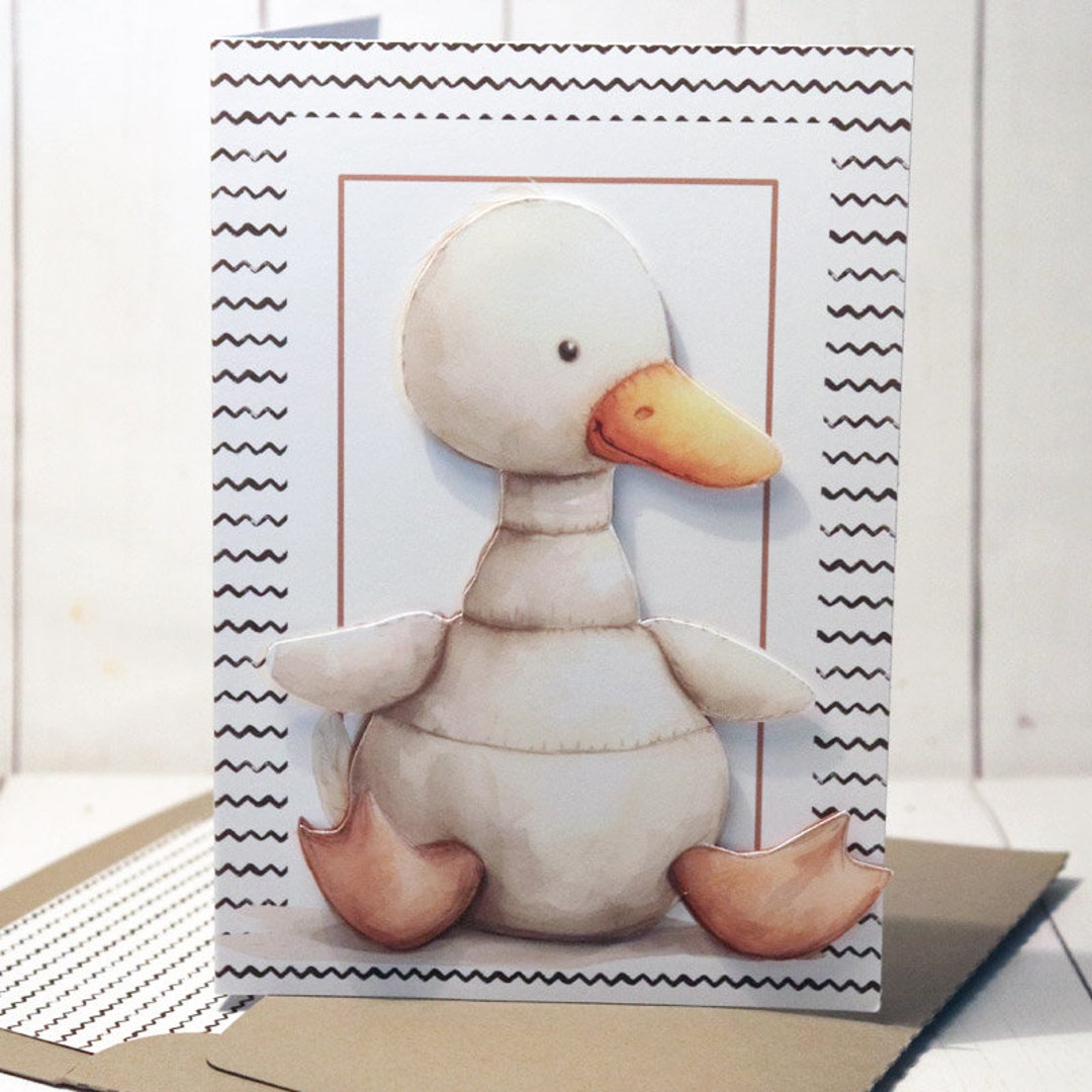 Handmade Duck Card With Matching Envelope Liner - Etsy