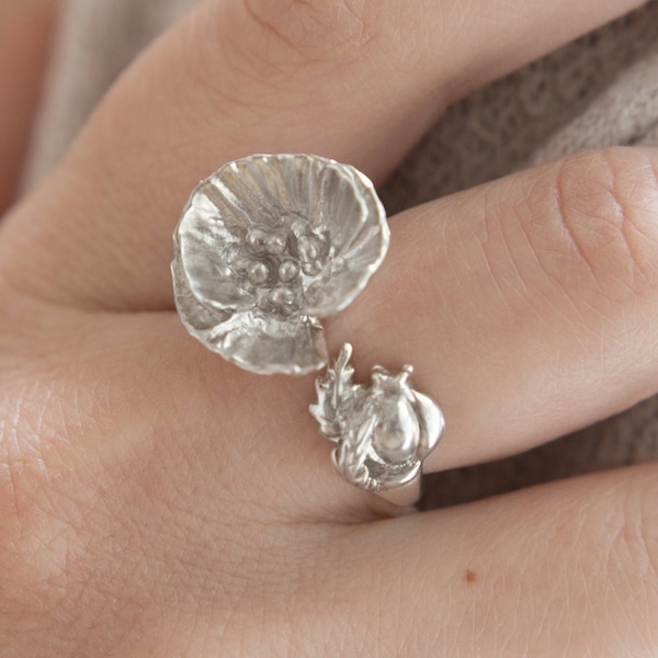 Poppy Flower Ring - Etsy