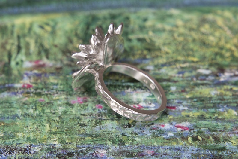 Big and Beautiful: Handcrafted Water Lily Silver Ring - Etsy