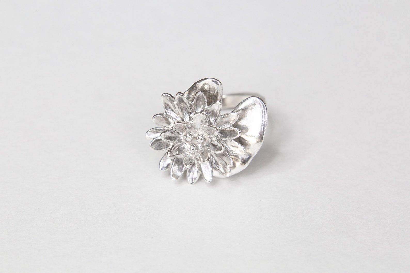 Big and Beautiful: Handcrafted Water Lily Silver Ring - Etsy