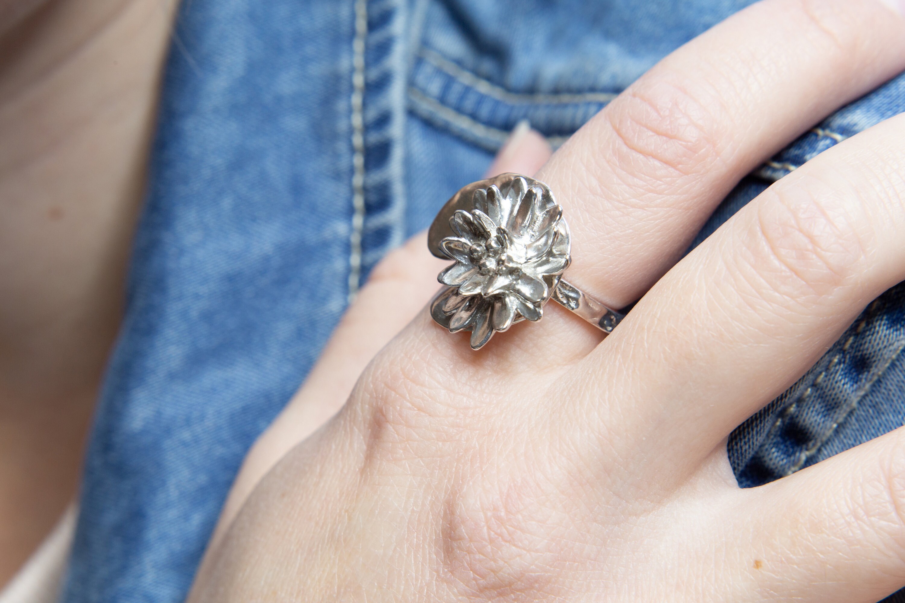 Big and Beautiful: Handcrafted Water Lily Silver Ring - Etsy