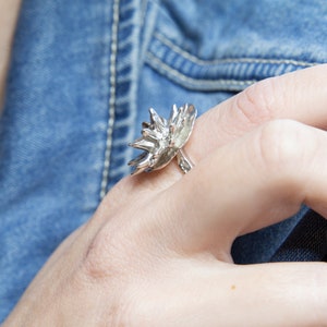 Big and Beautiful: Handcrafted Water Lily Silver Ring - Etsy