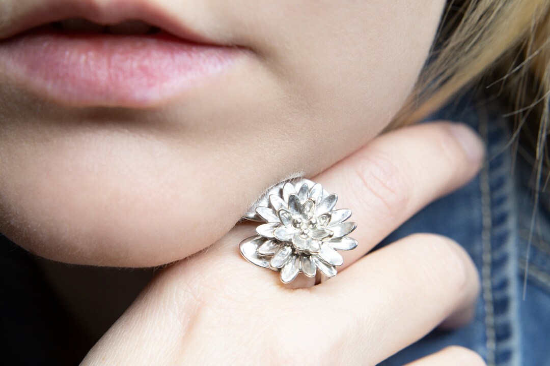 Water Lily Silver Ring, July Birthday Present, Lotus Ring, Lily Gift ...