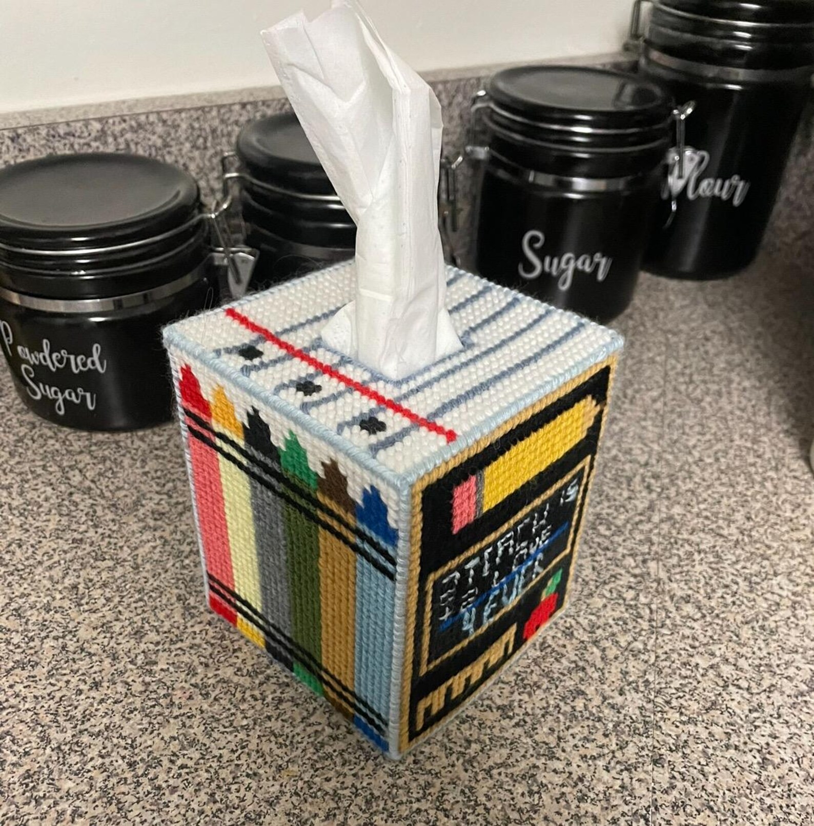 Teacher Plastic Canvas Tissue Box Cover Made to Order - Etsy