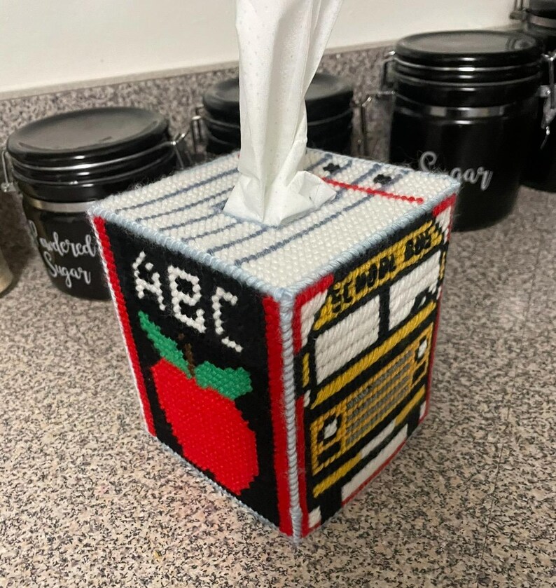 Teacher Plastic Canvas Tissue Box Cover Made to Order - Etsy