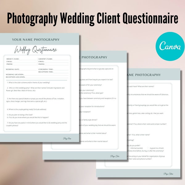 Wedding Client Questionnaire Template - Etsy