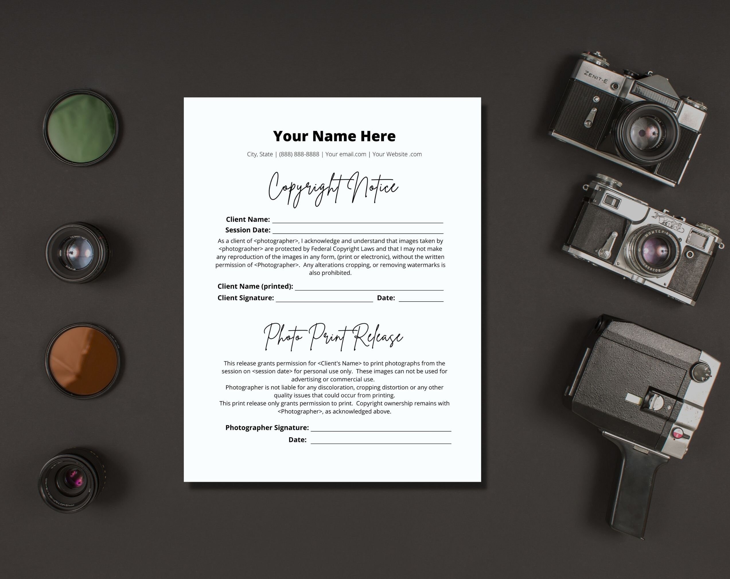 Print Release Form Template for Photographers Copyright - Etsy