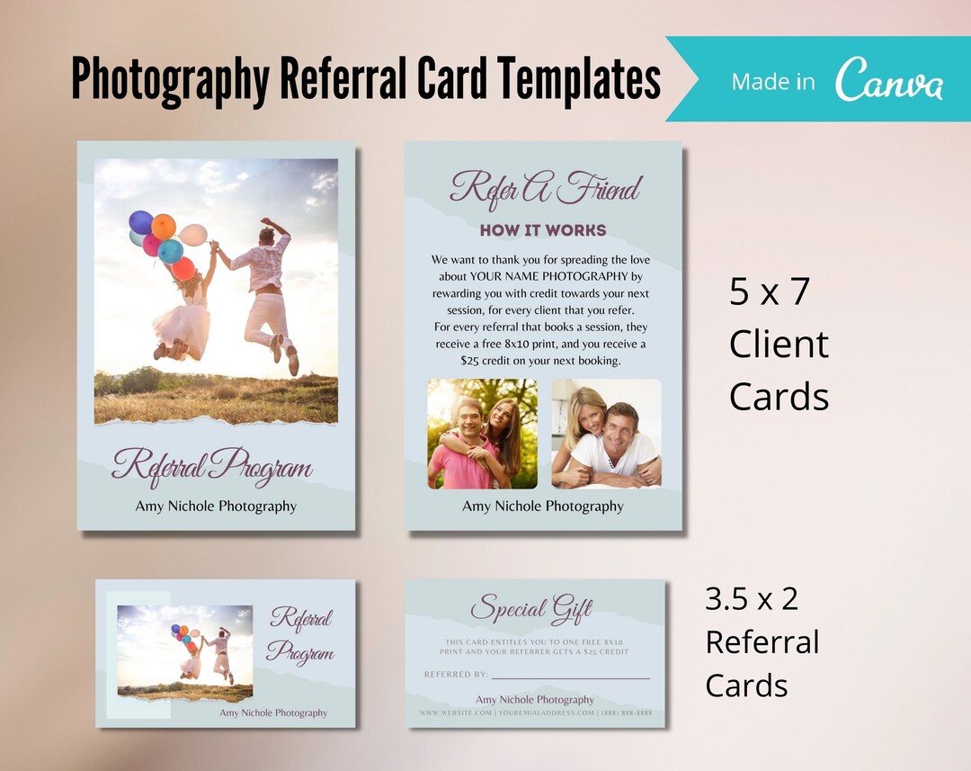 Client Referral Card Templates for Photographers, Referral Program ...