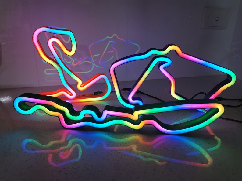 Abu Dhabi Animated LED RGB Neon Race Track Circuit Desk Wall | Etsy
