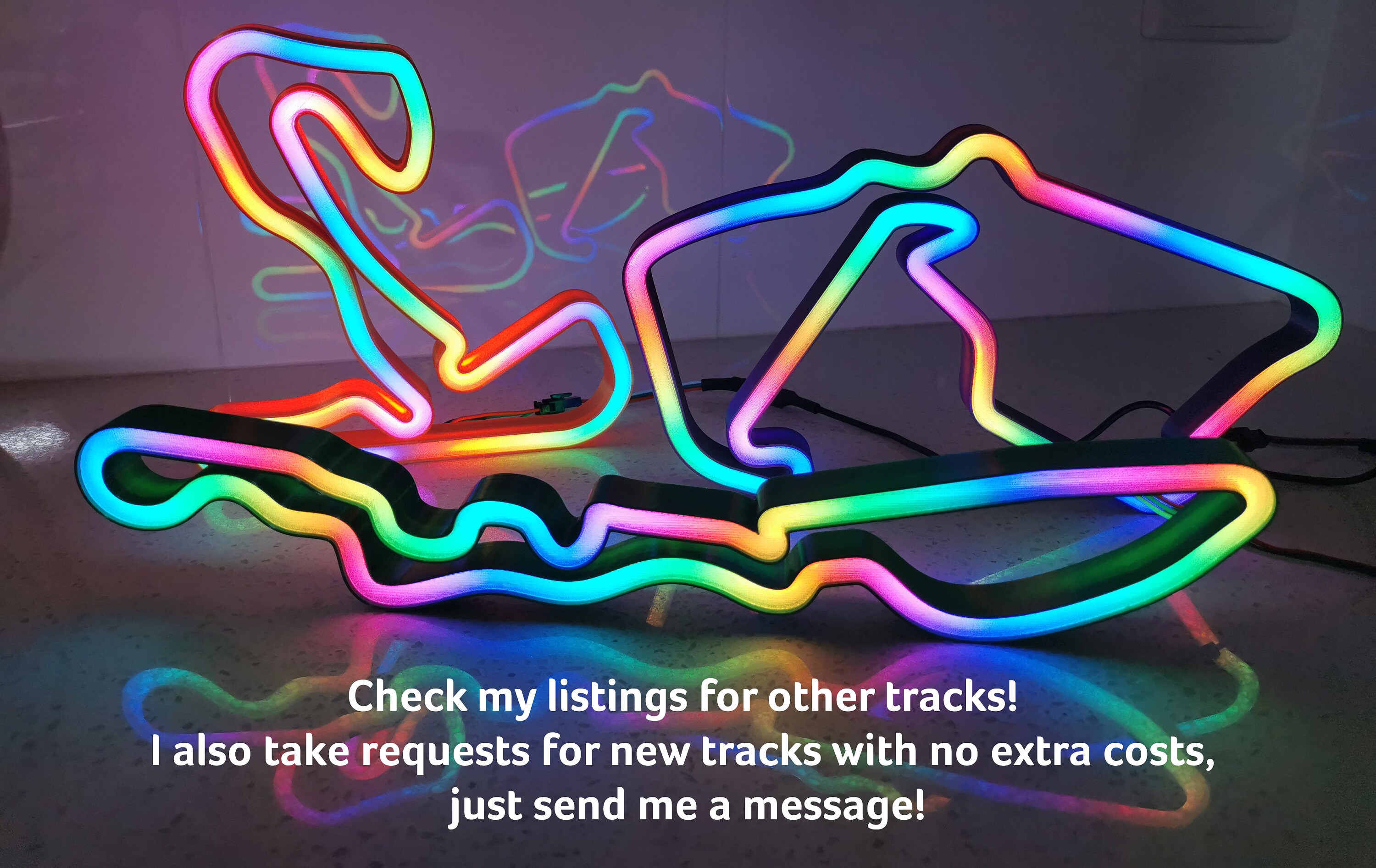 Austria Animated LED RGB Neon Race Track Circuit Desk Wall Art Display ...