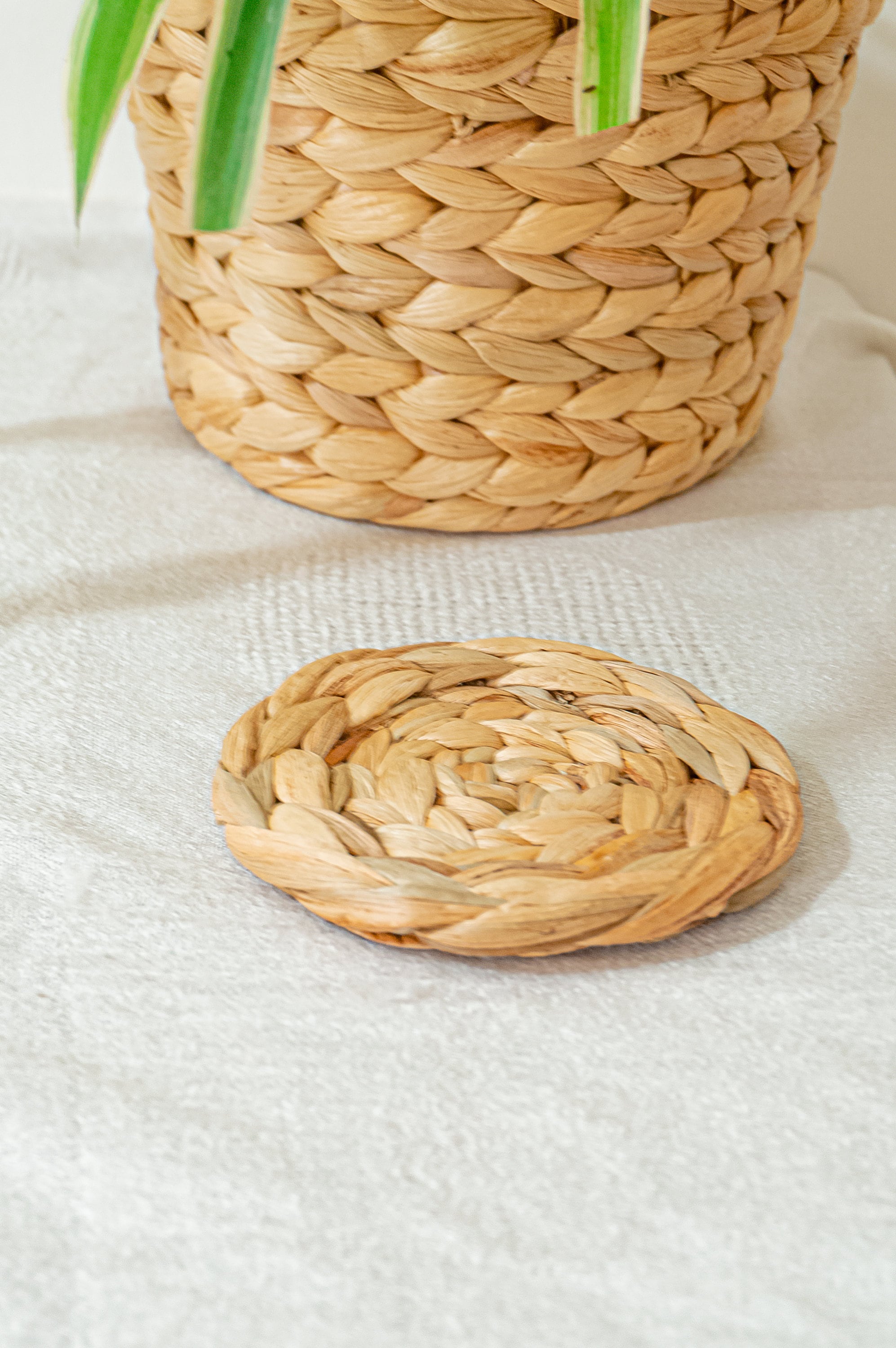 Water Hyacinth Coasters on Table Decor, Natural Wicker Placemats, Round ...