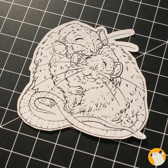 Two Hugging Rat Friends 3x Hand Drawn Matt Ink Rat Stickers - Etsy