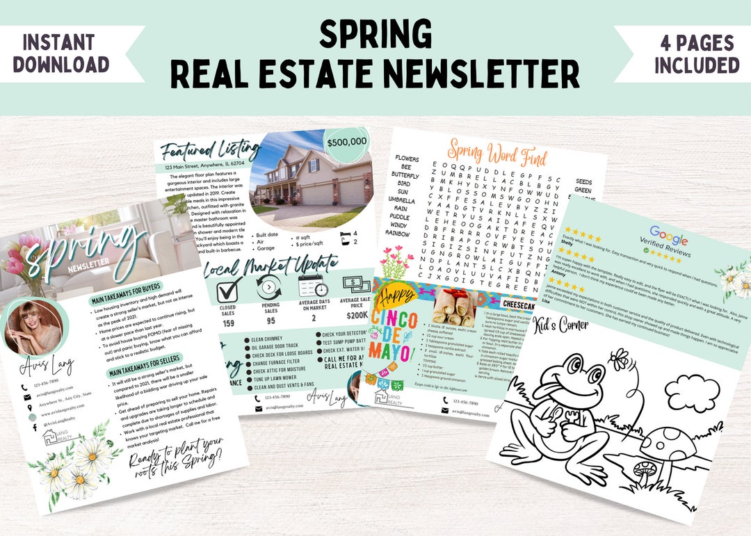 Real Estate Spring April, May Newsletter, Real Estate Marketing ...