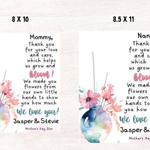 Mother's Day Flower Poem Handprint Art, Handprint Craft, Gift for Mom ...