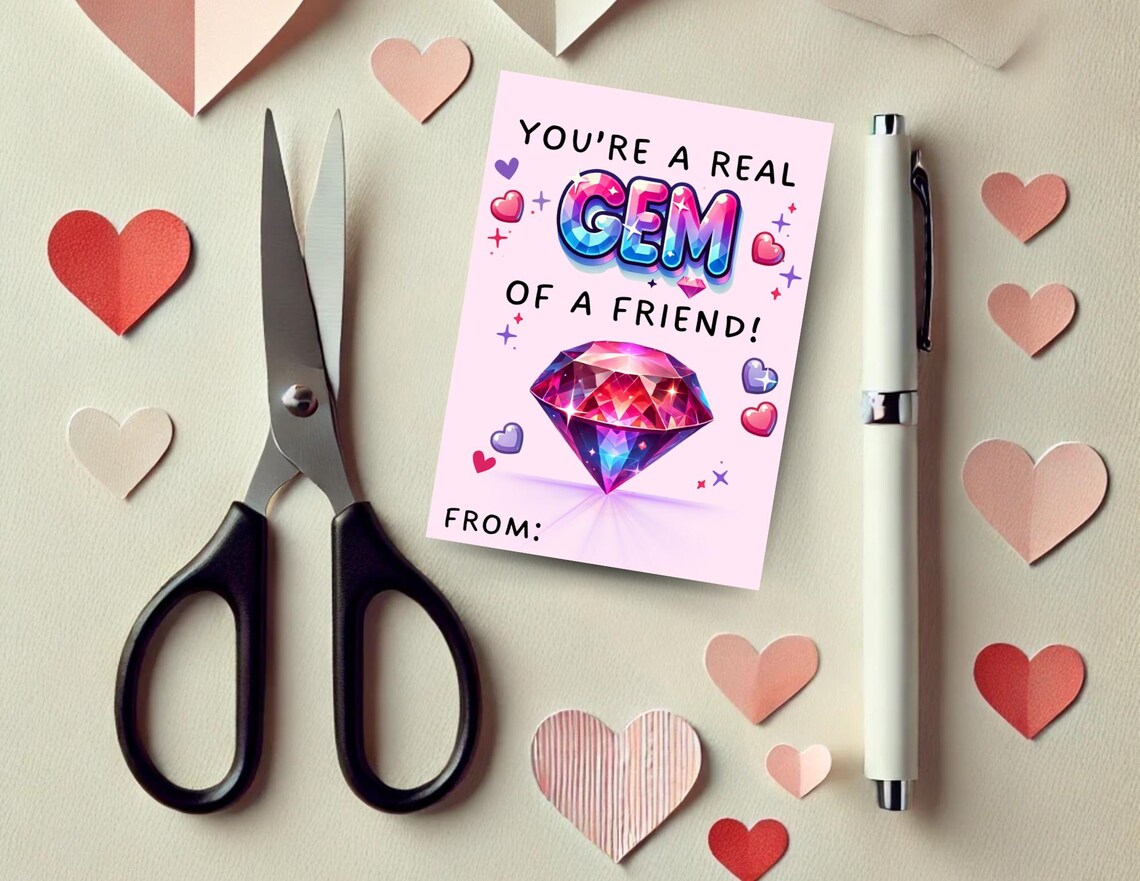 Ring Pop Valentine Card: Gem Treat Tag (printable) - Etsy