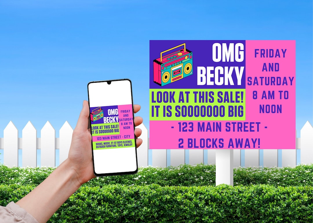 OMG Becky Ale Schild, Flohmarkt Schild, Flohmarkt Flyer, Flohmarkt ...