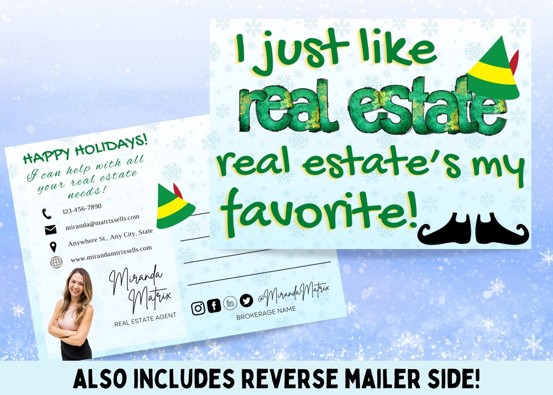 Real Estate Postcard, Canva Template, Real Estate Marketing, Elf, Real ...