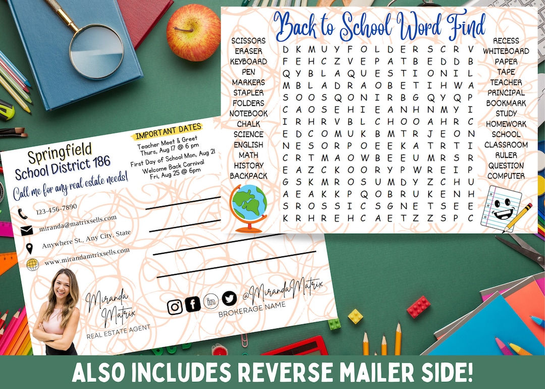 Back to School Realtor Word Search Game, August Word Find Real Estate ...