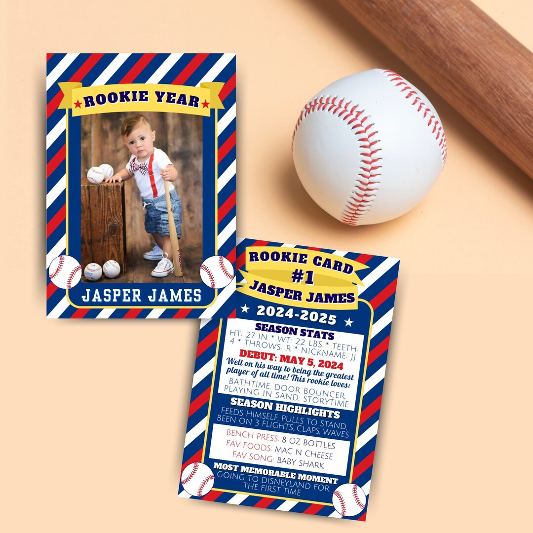 Baseball Players Card Rookie of the Year Trading Card First Birthday ...