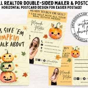 Fall Real Estate Postcard: Pumpkin Design Canva Template (digital ...
