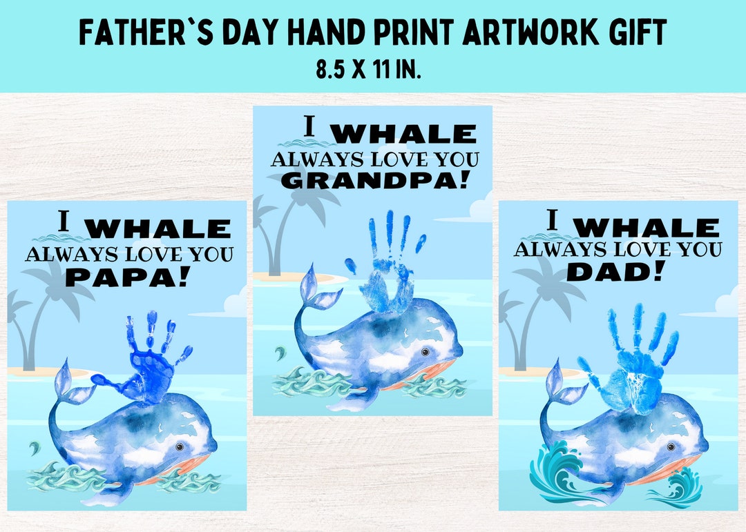 Father's Day Whale Handprint Art, Handprint Craft, Gift for Dad ...