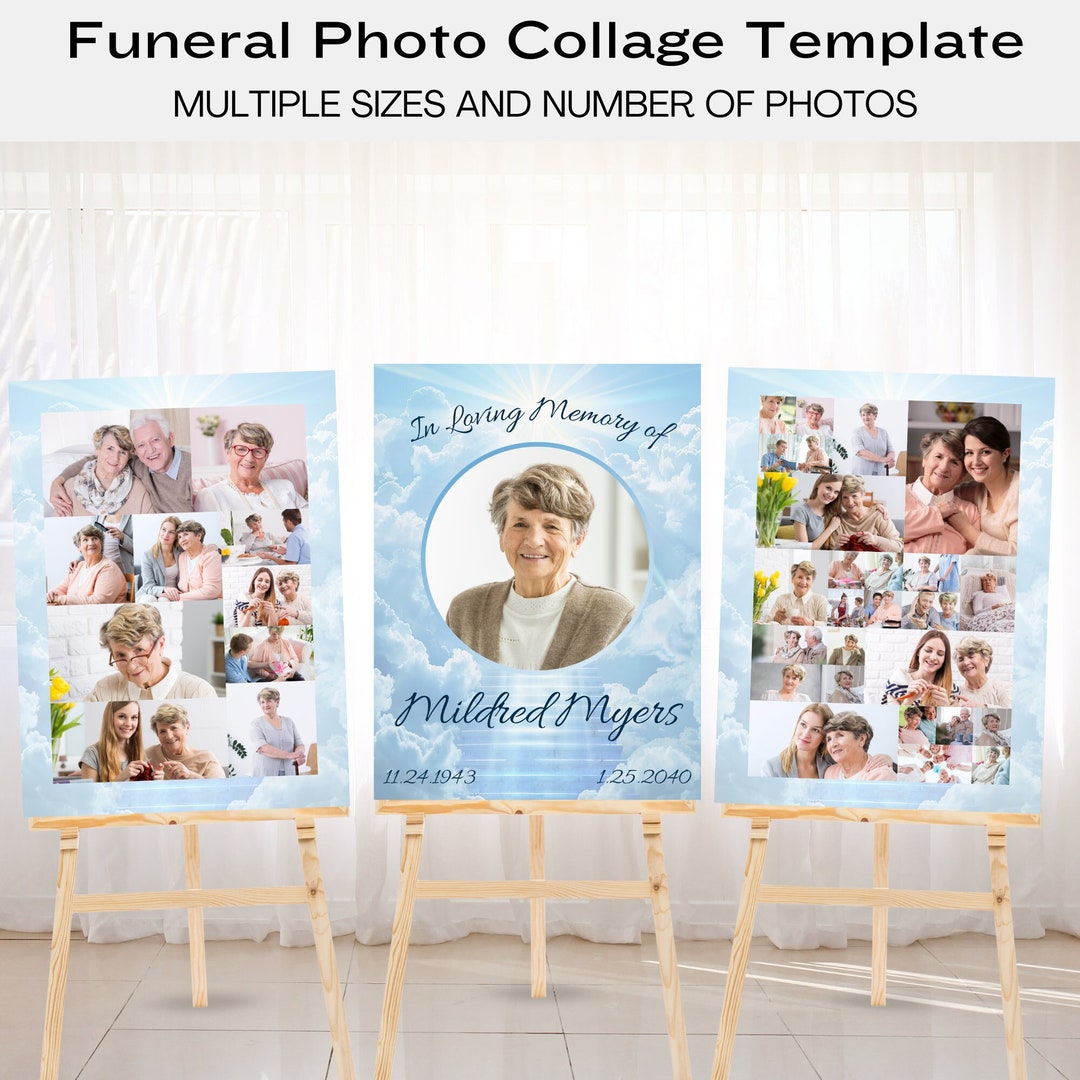 Funeral Collage Template, Set of 3 Funeral Photo Collage Bundle ...