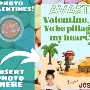Pirate Treasure Valentine, Kids Valentines, Printable Valentines, Class ...