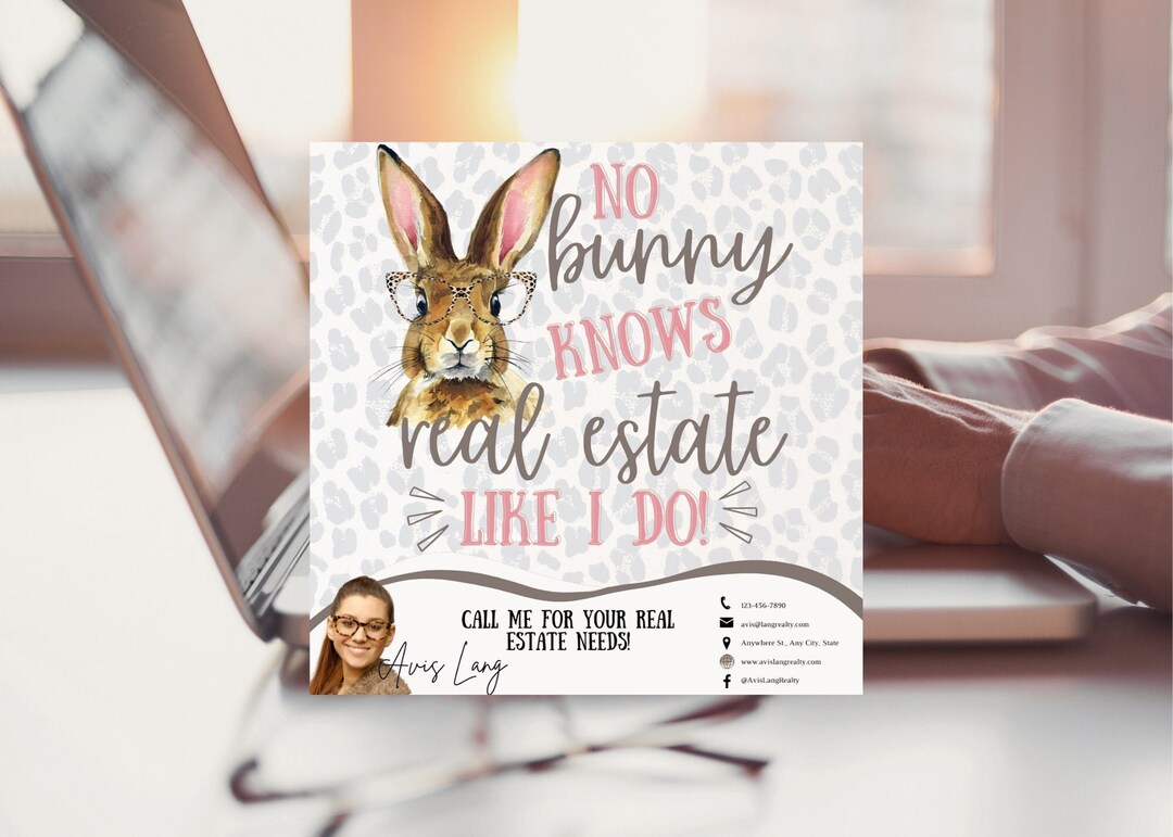 Easter Bunny Realtor Spring Social Media Post Template (digital ...