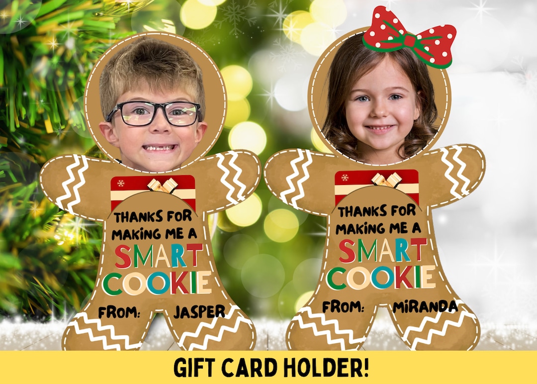 Teacher Christmas Printable Gift Card Holder, Smart Cookie, Holiday ...