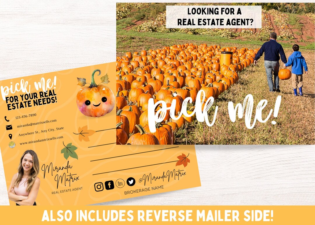 Autumn Fall Real Estate Postcard, Canva Template, Real Estate Marketing ...