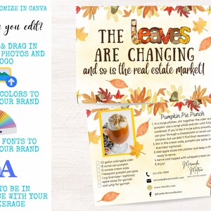 Fall Recipe Card, Real Estate Postcard, Canva Template, Real Estate ...