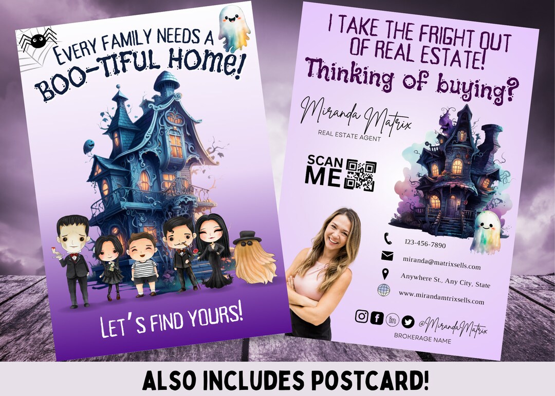 Halloween Real Estate Postcard, Canva Template, Real Estate Marketing ...