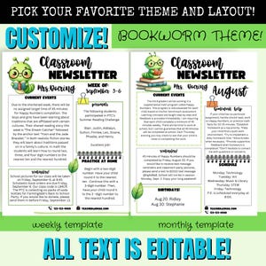 Teacher Newsletter Template, Classroom Newsletter, Editable School ...