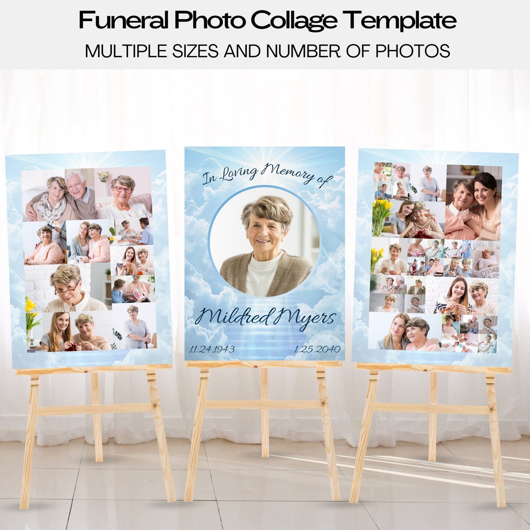 Funeral Collage Template, Set of 3 Funeral Photo Collage Bundle ...