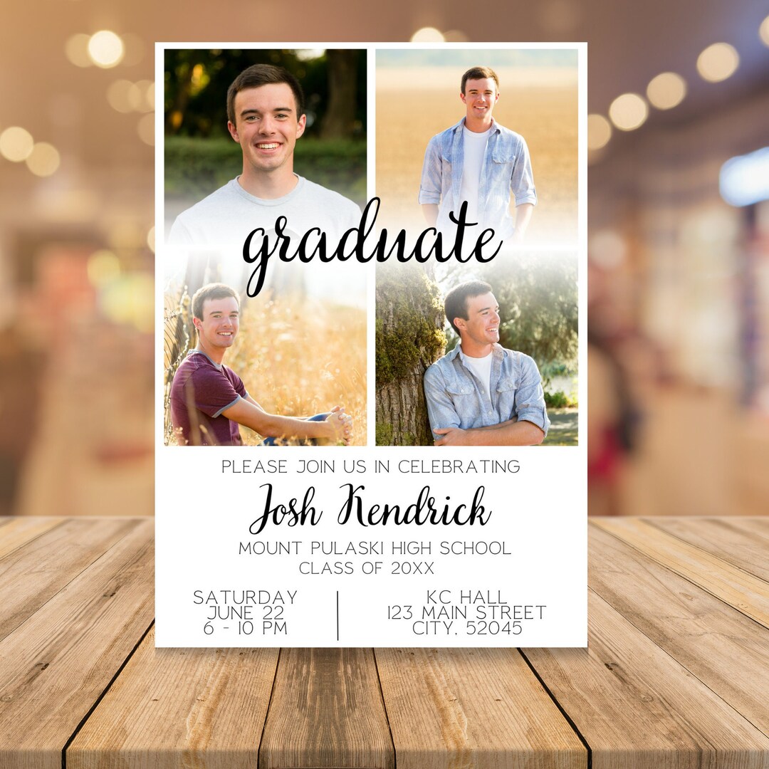 Minimalist Graduation Party Invitation Template, Printable Modern ...