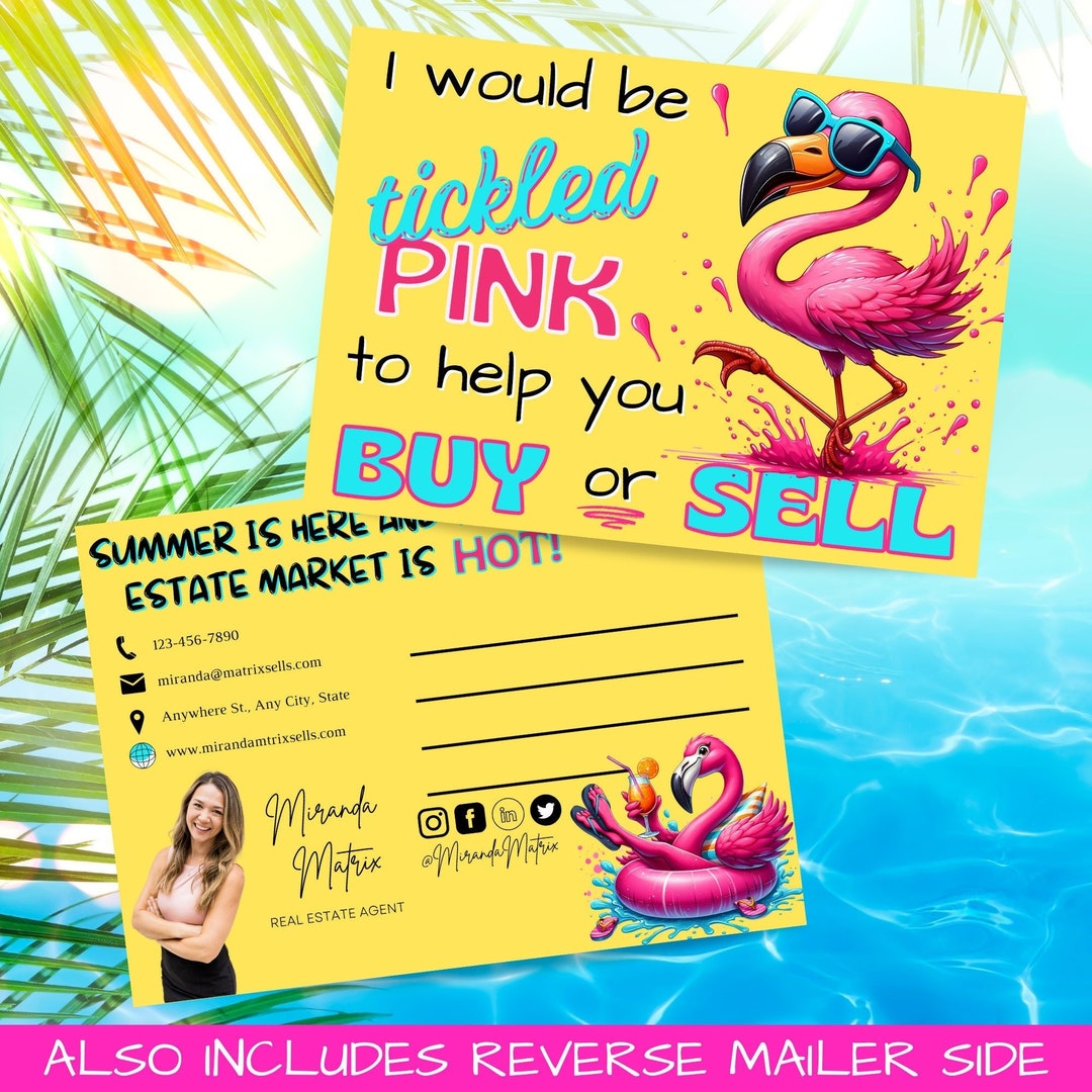 Summer Real Estate Postcard, Canva Template, Realtor Marketing, Tickled ...