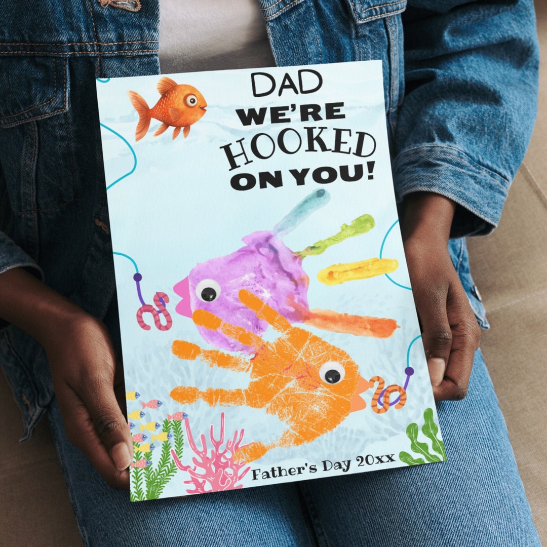 Father's Day Fish Handprint Art, Handprint Craft, Gift for Dad ...