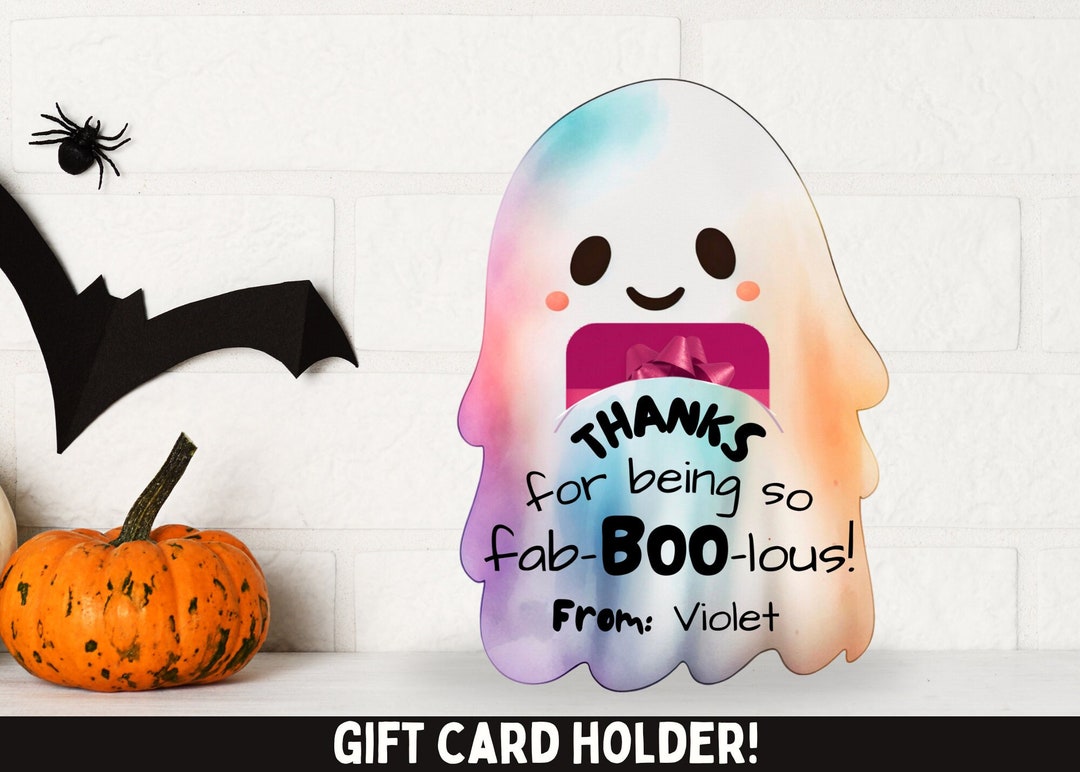 Cute Halloween Thank You, Printable Gift Card Holder, Teacher Gift Card ...