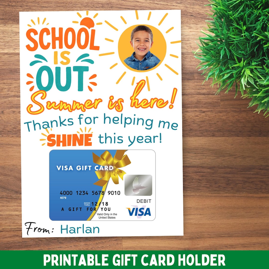 Teacher Gift Card Holder, End of Year Printable (digital Download) - Etsy